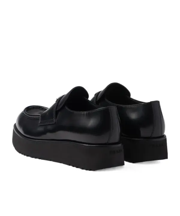 Prada Leather Loafers With Enamel Logo Detail