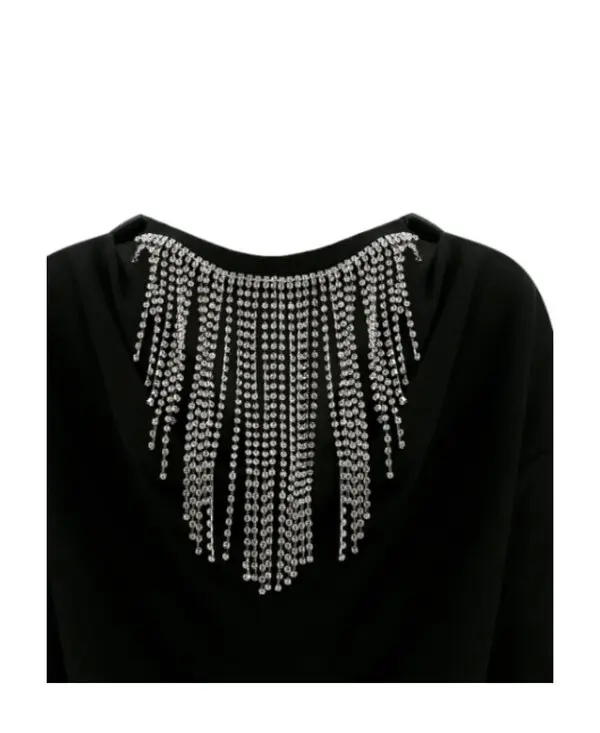 AREA Crystal Tassel Embellished Pullover