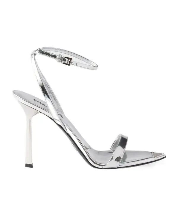 Prada Metallic Leather High-heeled Sandals - Silver