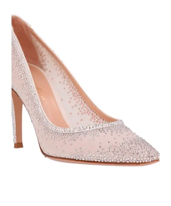 GIANVITO ROSSI Rania Embellished Pointed Toe Pumps - Offwhite