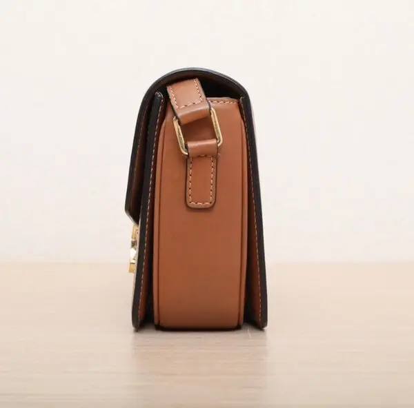 Celine Teen Triomphe Bag In Triomphe Canvas And Calfskin - Tan
