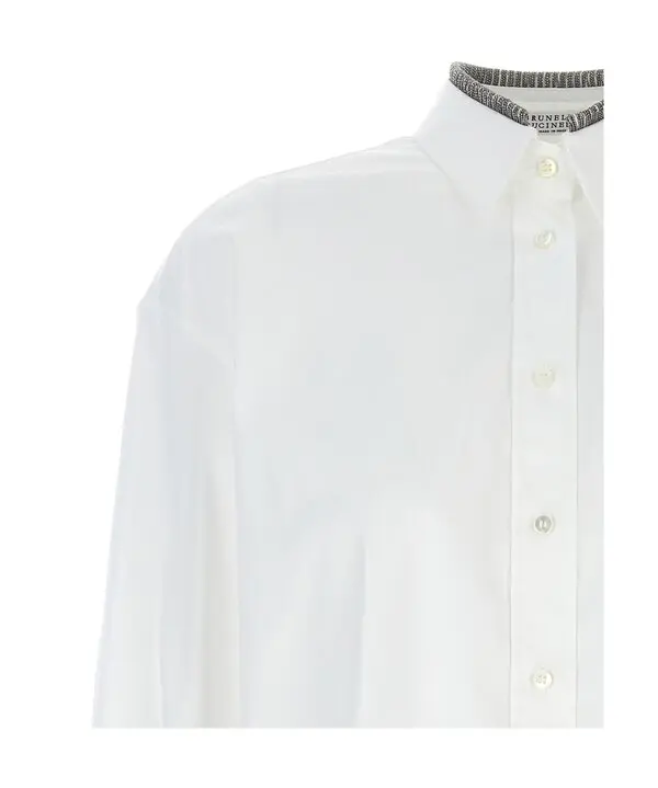 Brunello Cucinelli Monili Detailed Long-sleeved Shirt - White