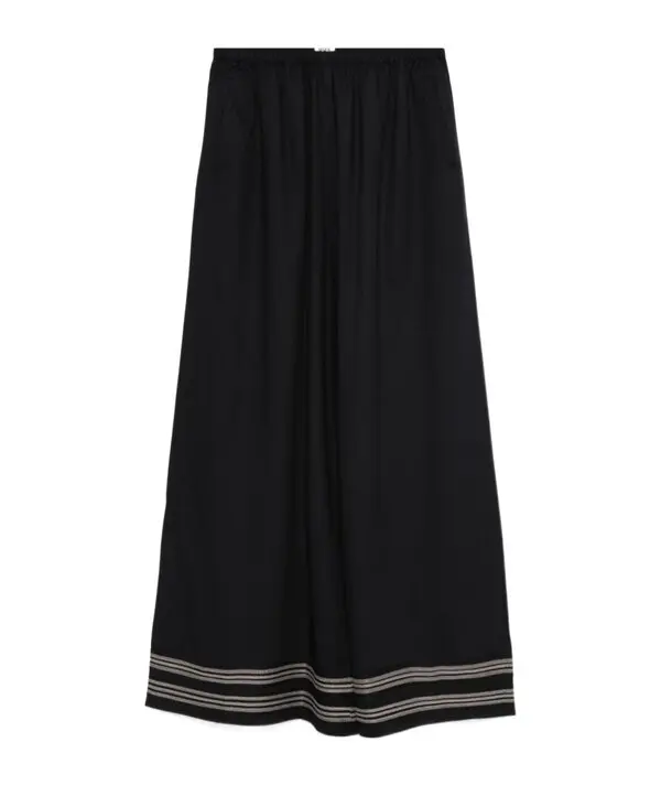 BODE Wide Leg Pants With Decorative Stitching - Black
