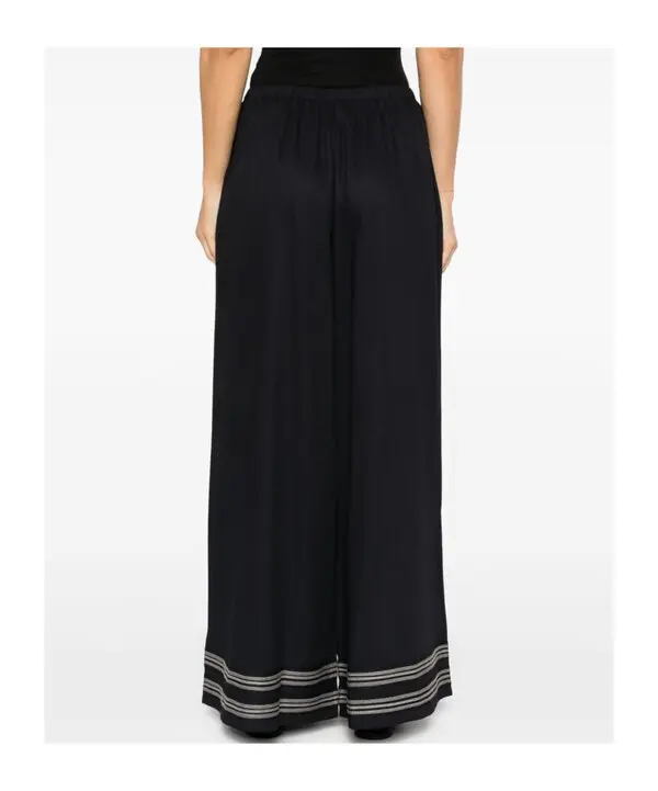 BODE Wide Leg Pants With Decorative Stitching - Black