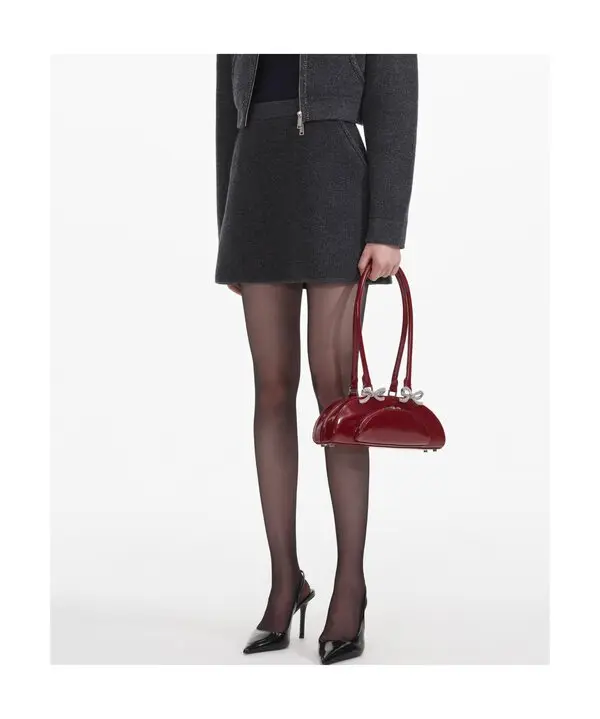 SELF-PORTRAIT Knit Mini Skirt With Elastic Waist And Pockets