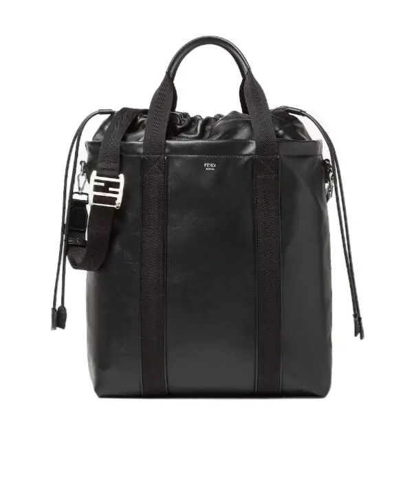 Fendi Flux Drawstring Tote Bag - Black