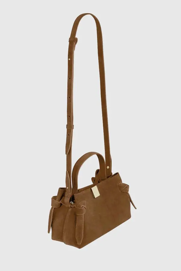 Yuzefi Gyoza Suede Cross Body Bag - Cognac