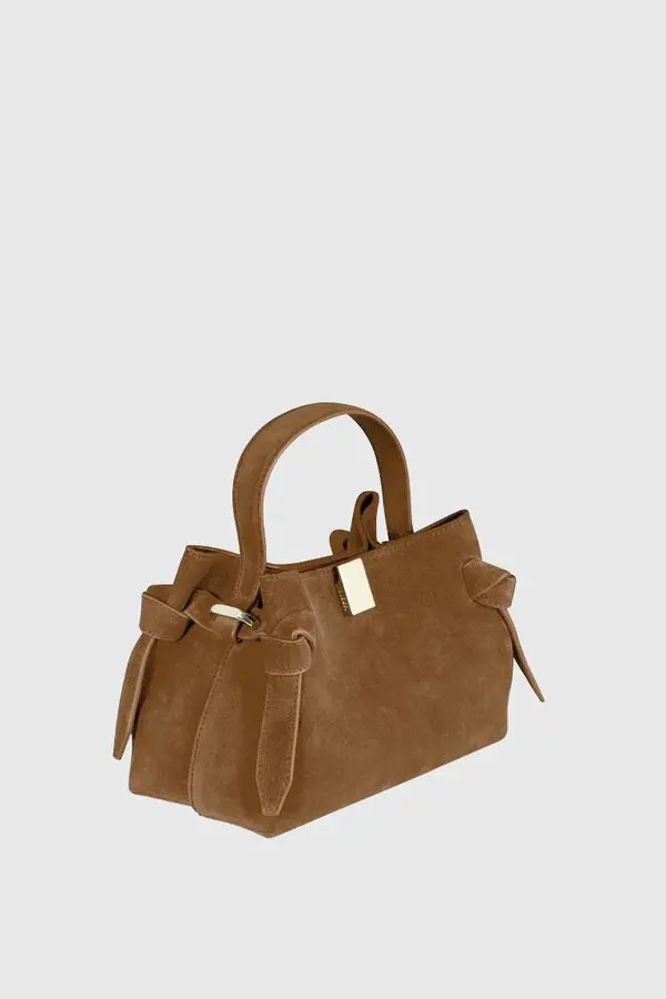 Yuzefi Gyoza Suede Cross Body Bag - Cognac