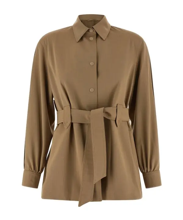 Max Mara Belted Fitted Jacket With Long Sleeves