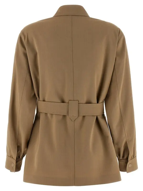 Max Mara Belted Fitted Jacket With Long Sleeves