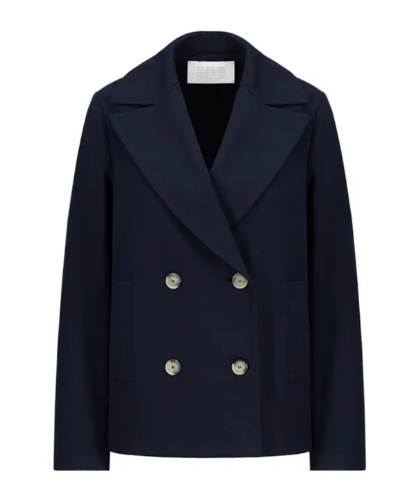 Harris Wharf London Double-breasted Peacoat - Navy