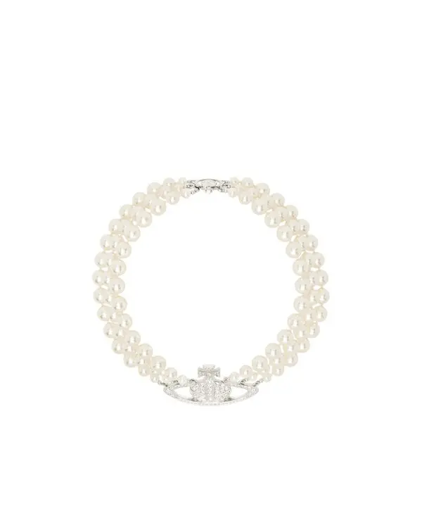 VIVIENNE WESTWOOD Three Row Embellished Choker - White