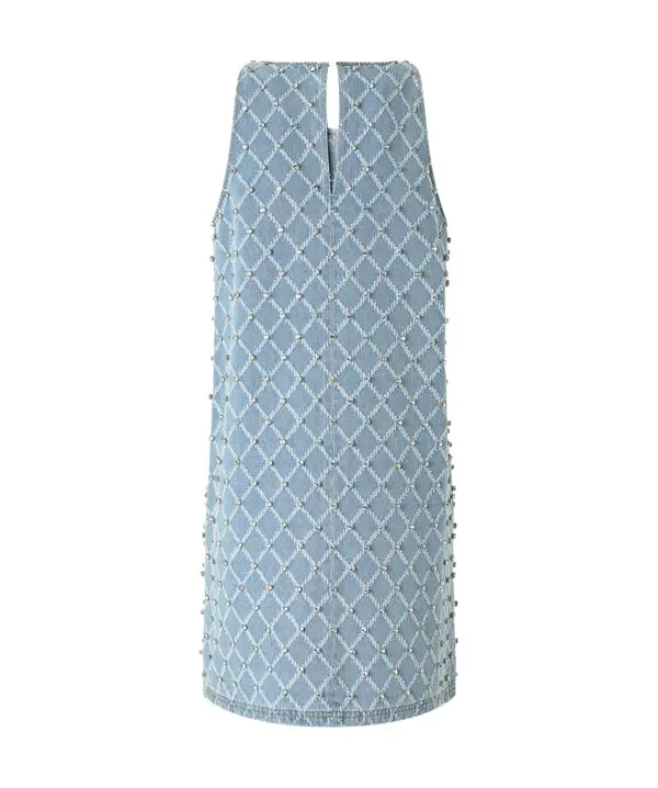 Pinko Rhinestone Denim Mini Dress - Blue