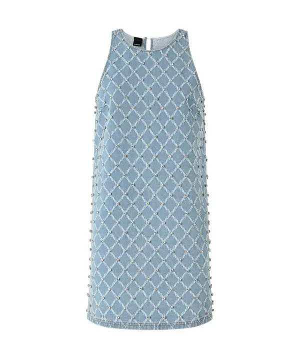 Pinko Rhinestone Denim Mini Dress - Blue