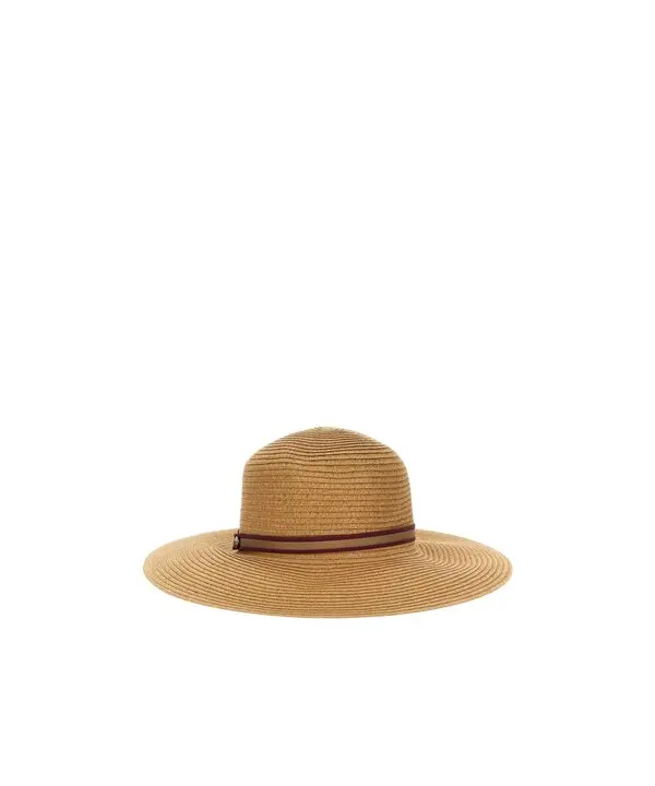 Borsalino Wide Brim Hat With Ribbon Detail - Beige