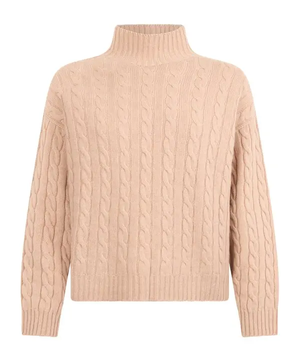 Peserico Cropped Cable-knit Sweater With High Neck - Nude