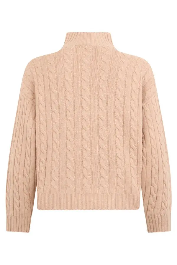 Peserico Cropped Cable-knit Sweater With High Neck - Nude