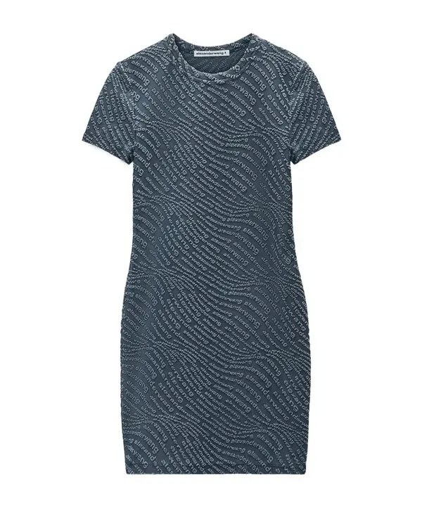 Alexander Wang Textured Logo Mini Dress - Gray