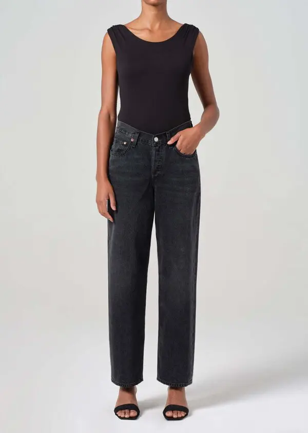 AGOLDE V-waist Baggy Straight Jeans - Black