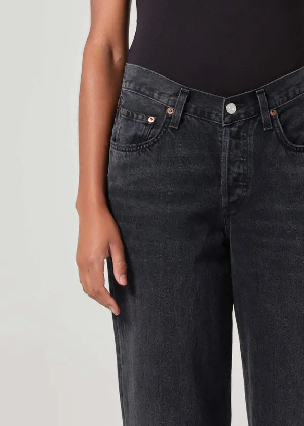 AGOLDE V-waist Baggy Straight Jeans - Black