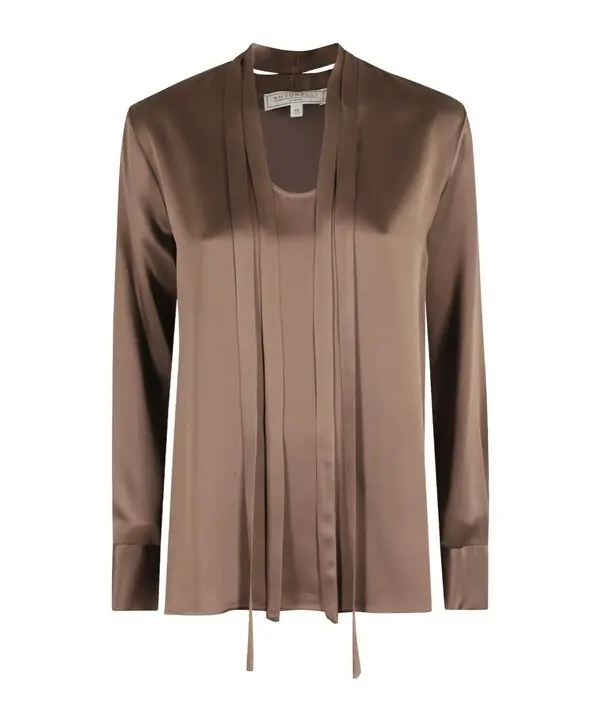 Antonelli Firenze Long Sleeve V-neck Top - Brown