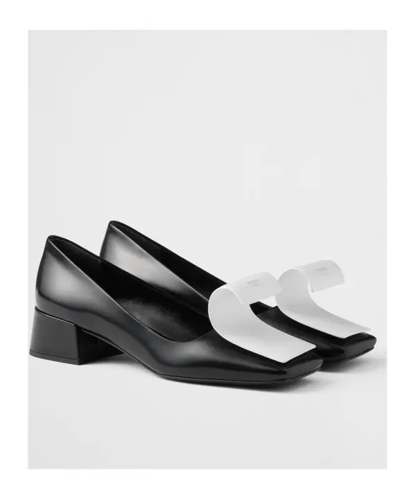 Prada Two-tone Square-toe Pumps - Black