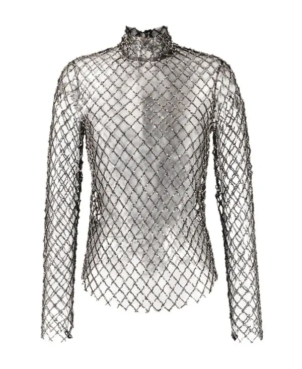 Isabel Marant Étoile High-neck Embellished Long-sleeved Blouse - Gray