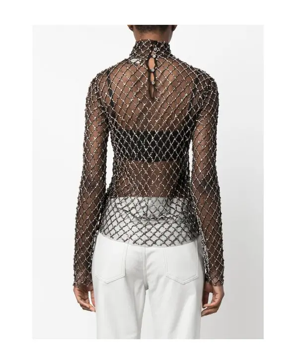 Isabel Marant Étoile High-neck Embellished Long-sleeved Blouse - Gray