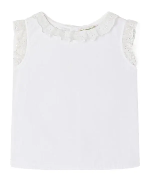 Bonpoint Elive Embroidered Ruffled Shirt - White