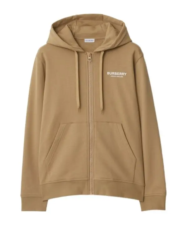 Burberry Cotton Zip Hoodie With Logo
