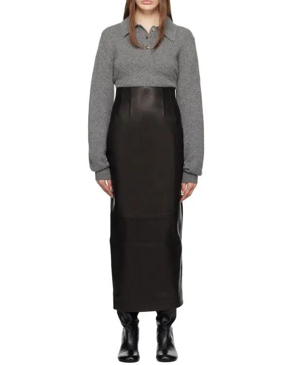 Khaite Loxley High-waisted Midi Skirt - Black