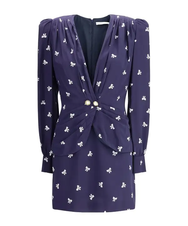 Alessandra Rich Long Sleeve Printed Dress