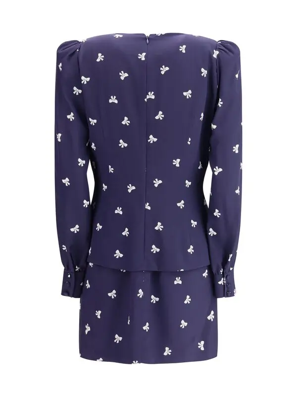 Alessandra Rich Long Sleeve Printed Dress