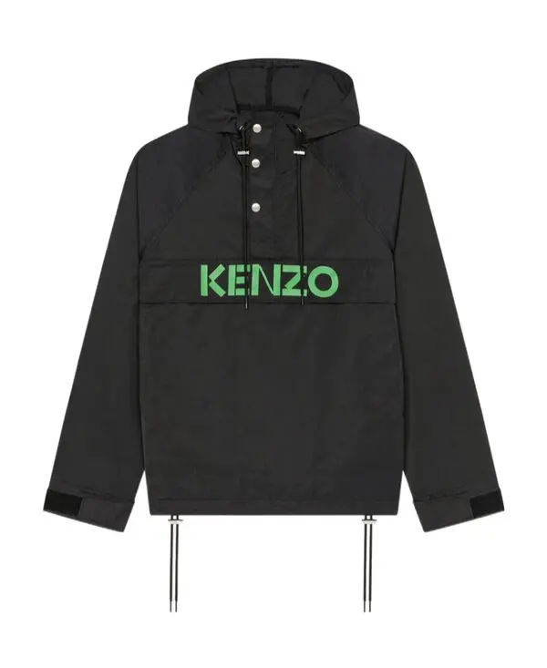 Kenzo Logo Print Drawstring Hoodie - Black