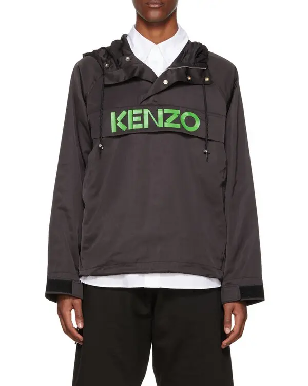 Kenzo Logo Print Drawstring Hoodie - Black