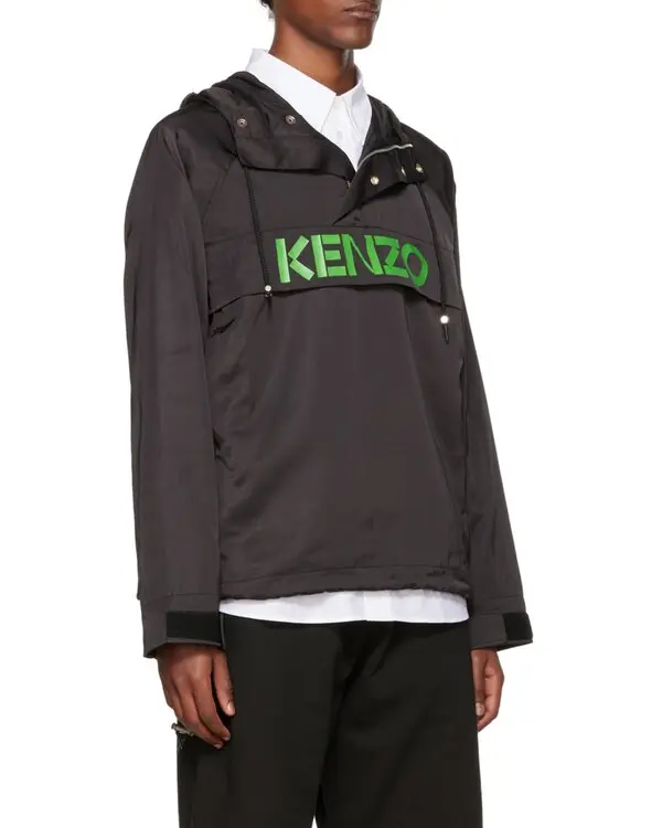 Kenzo Logo Print Drawstring Hoodie - Black