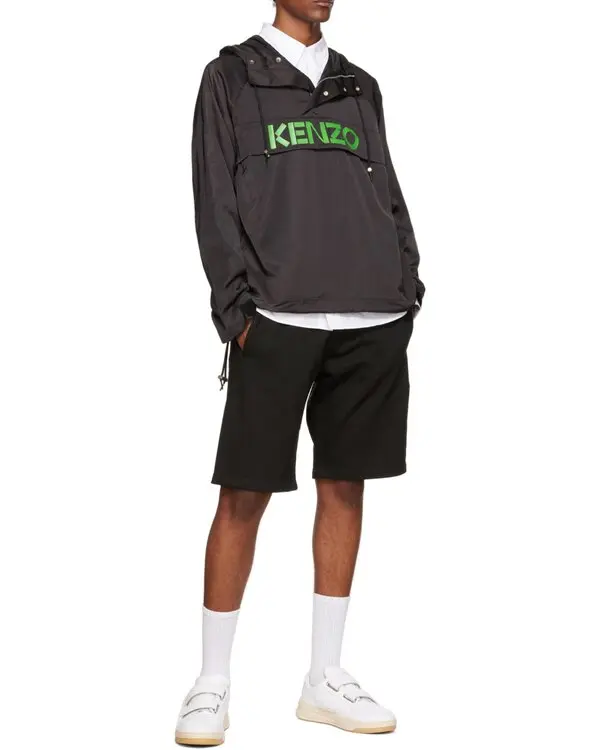 Kenzo Logo Print Drawstring Hoodie - Black