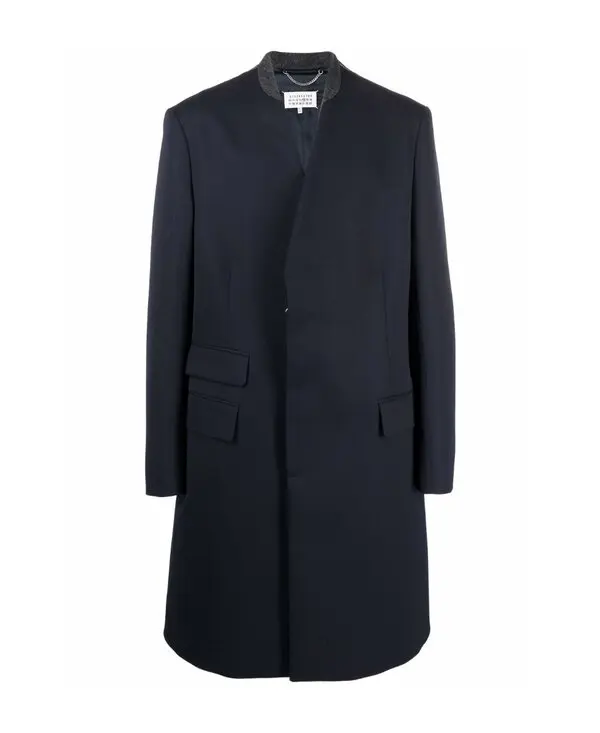 MAISON MARGIELA Collarless Single Breasted Coat - Black