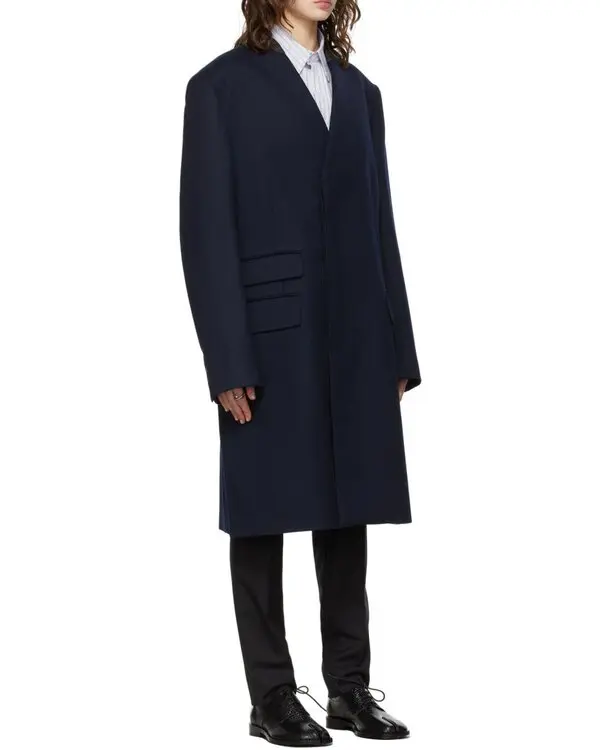 MAISON MARGIELA Collarless Single Breasted Coat