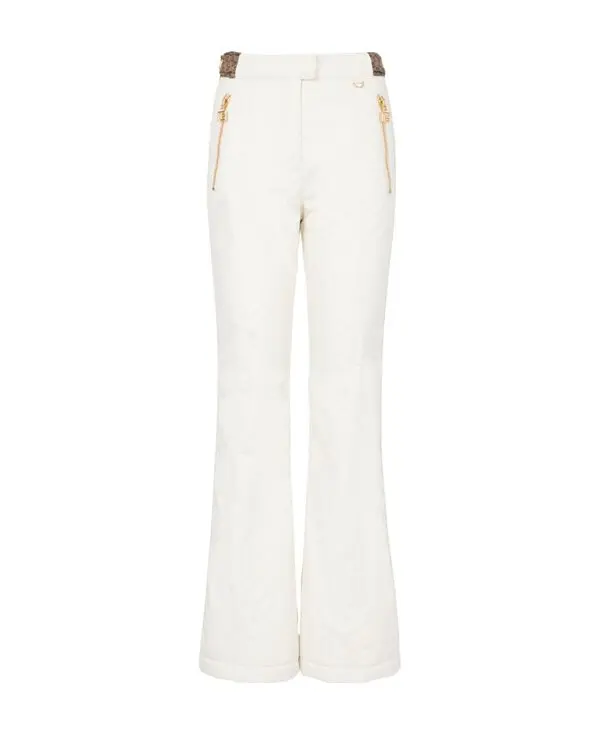 Balmain High Waist Ski Trousers With Side Stripe And Monogram Detail - White