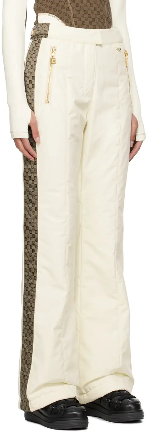 Balmain High Waist Ski Trousers With Side Stripe And Monogram Detail