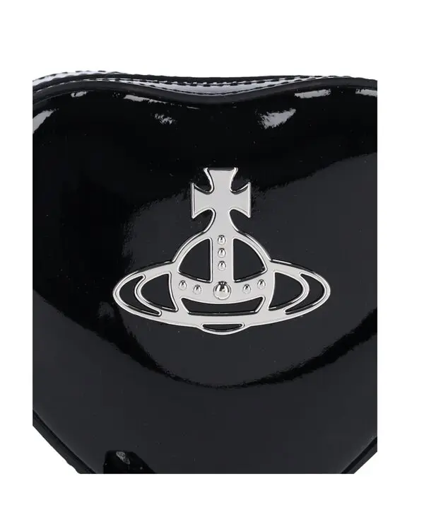VIVIENNE WESTWOOD Heart Shoulder Bag With Metal Orb Logo - Black