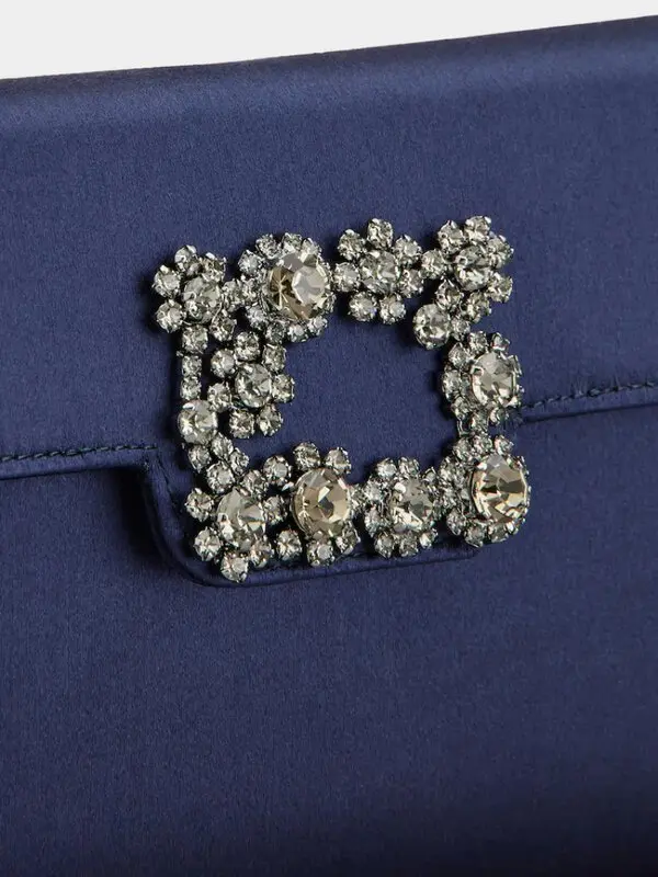 ROGER VIVIER Efflorescence Clutch In Satin - Blue