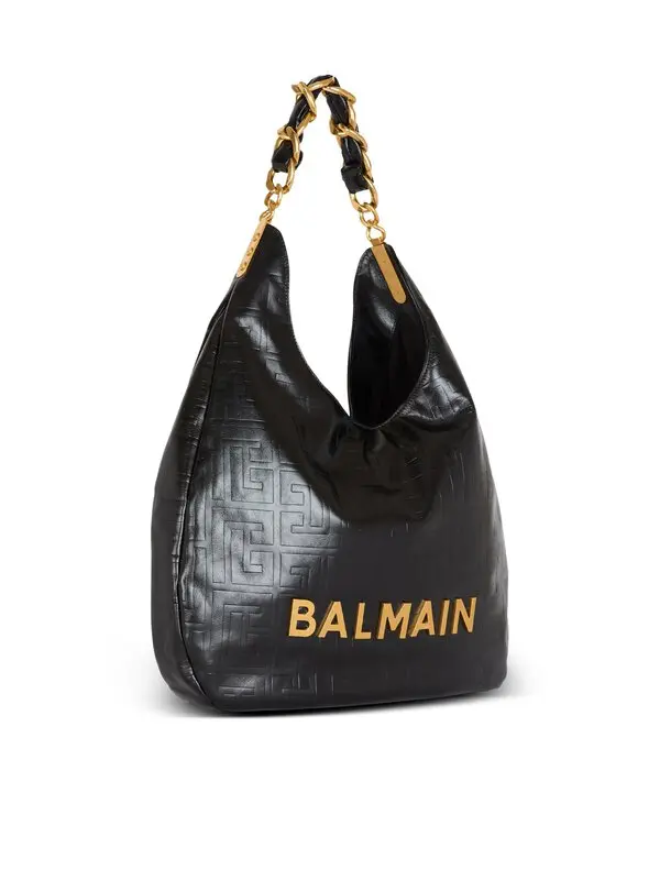 Balmain 1945 Soft Hobo Crinkled Tote Bag