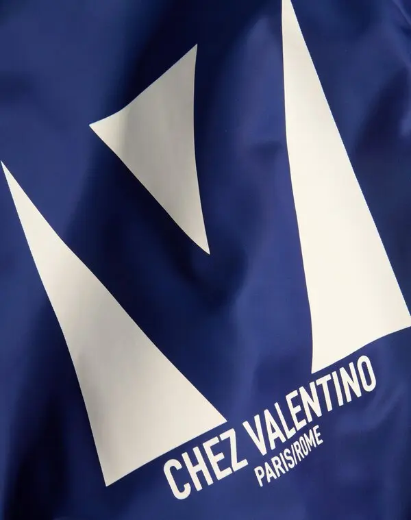 Valentino Garavani Logo Printed Zip-up Jacket - Blue