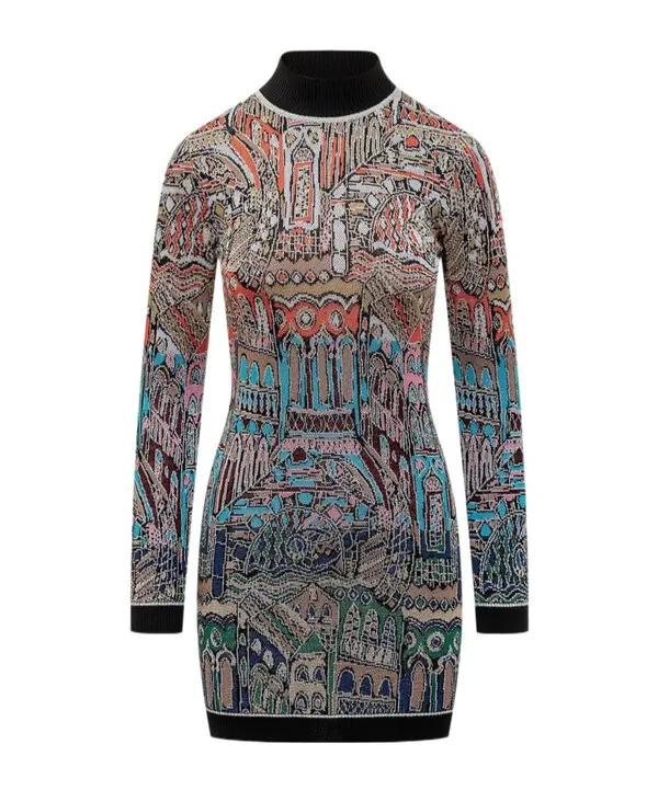 Missoni Jacquard Knitted Jumper Dress With Geometric Patterns