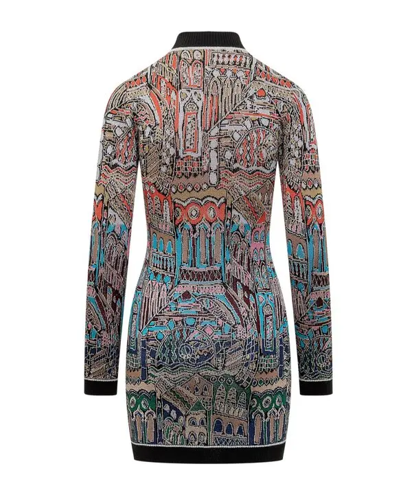 Missoni Jacquard Knitted Jumper Dress With Geometric Patterns