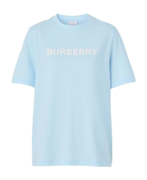 Burberry Logo Print Cotton T-shirt - Blue