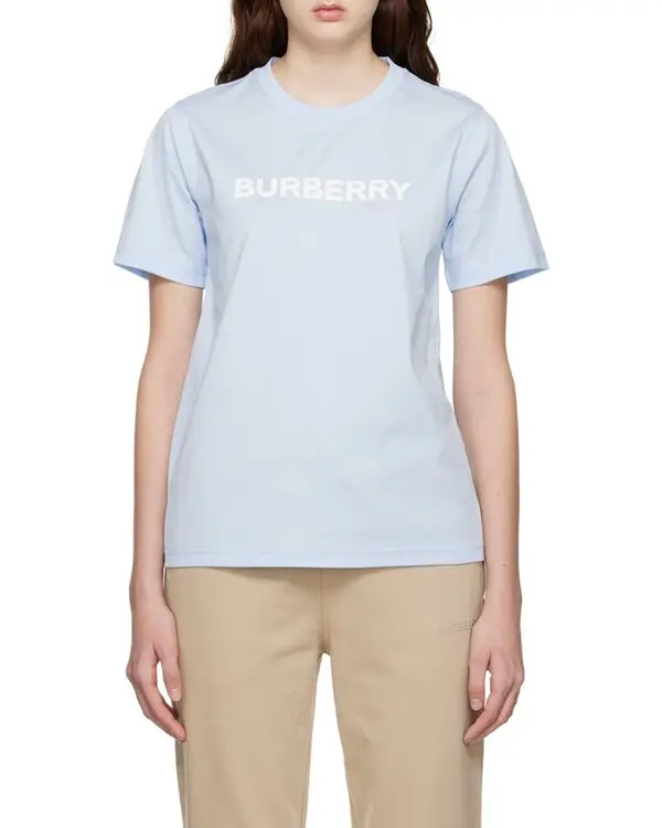 Burberry Logo Print Cotton T-shirt - Blue