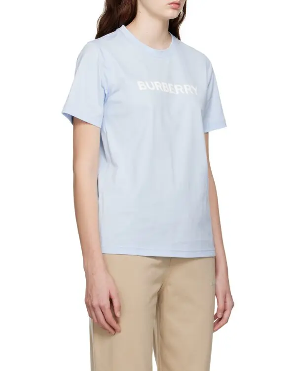 Burberry Logo Print Cotton T-shirt - Blue